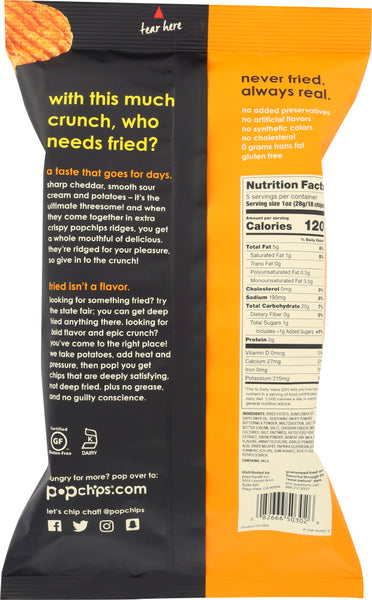 POPCHIPS: Chip Ridges Cheddar & Sour Cream, 5 oz – PetGeneralStore
