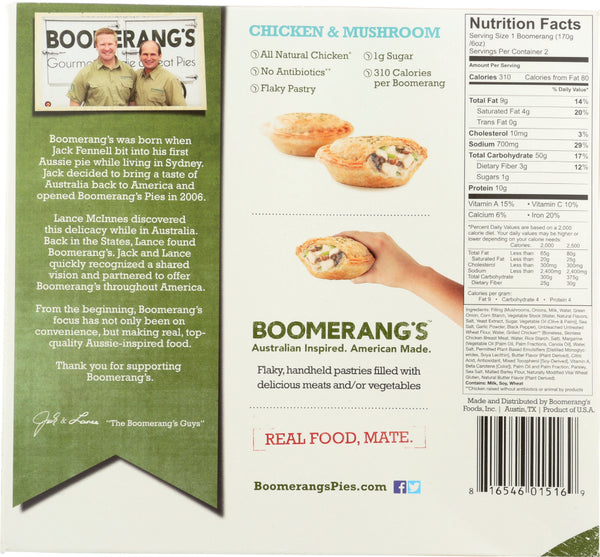 BOOMERANG'S: Chicken & Mushroom Pies, 12 oz – PetGeneralStore